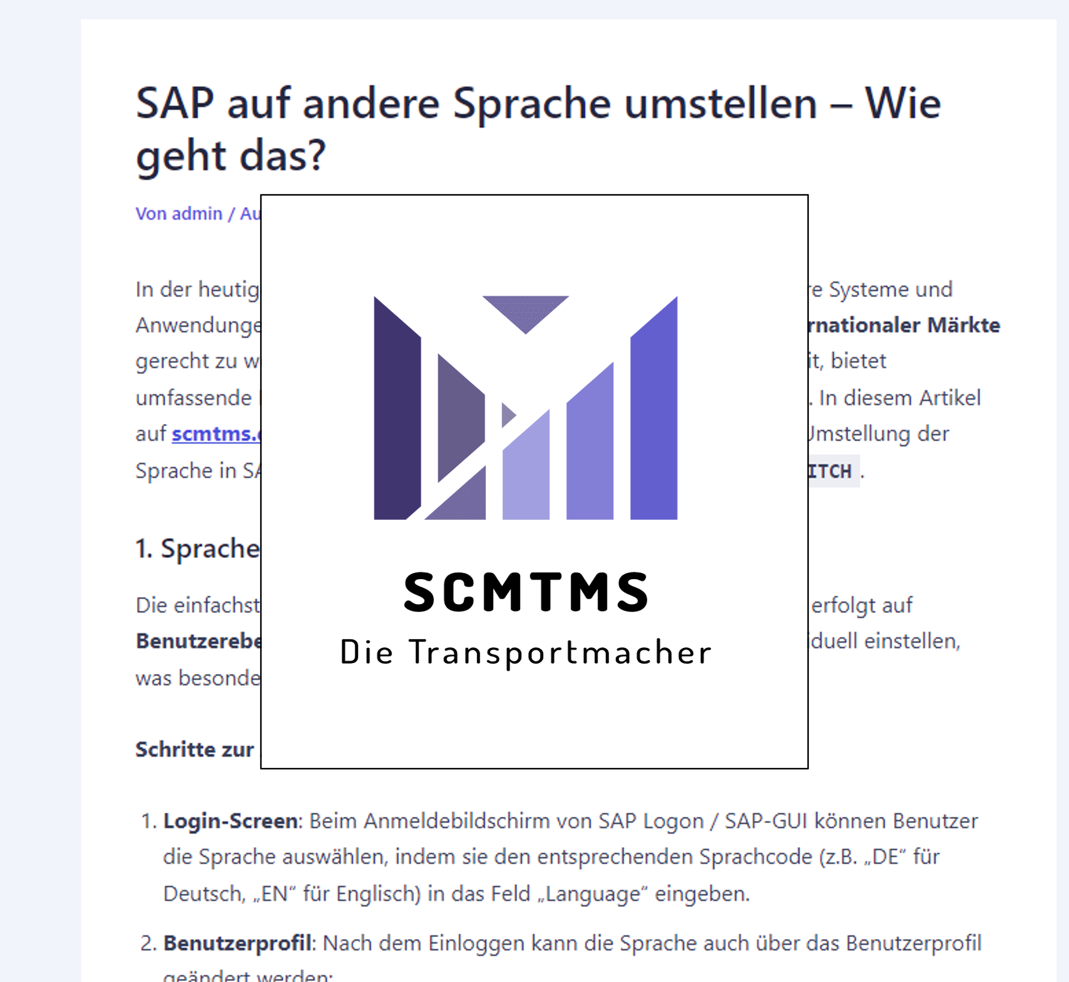 SAP auf andere Sprache umstellen - Wie geht das? - scmtms.de